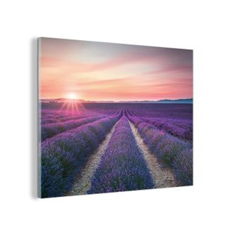 MuchoWow Glasbild Glasfoto Wandbild Bilder Deko 40x30 cm Lavendel - Lila - Blumen