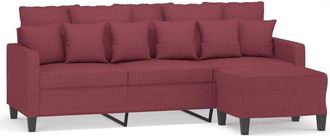 vidaXL 3-Sitzer-Sofa mit Hocker Weinrot 180 cm Stoff Vidaxl