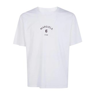 Maison Margiela Kurzarm-Baumwoll-T-Shirt mit Logo - - Tops - Herren - Wei&szlig; - XL