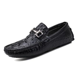 Generic Mocassins de conduite pour homme en cuir décontracté à enfiler respirant et confortable pour homme, Noir, 39 1/3 EU