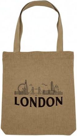 Fabulous Sac Shopping Tote Bag Aspect Lin - London Minimalist Londres Voyage Angleterre - Sac de Courses Toile Epaisse 360g Beige Naturel Cabas Port&eacute; Epaule So