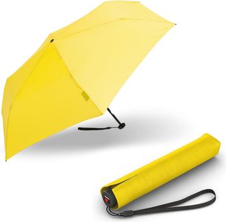 Knirps Taschenschirm Ultra I.030 Slim Manual - Leichtester 115 g - Exklusives Griff-Design - Sturmfest - 21 cm - Gelb