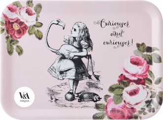 Mikasa Mikasa und das V&A Serviertablett, großes Melamin-Tablett für Getränke und Nachmittagstee, Alice im Wunderland-Kollektion, 43cm x 32cm, perfekt zum Ve