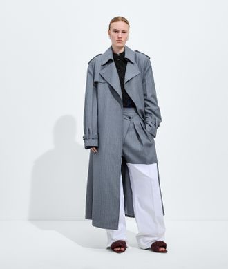 Bottega Veneta Trench en laine et mohair - Bleu - Femme - 32