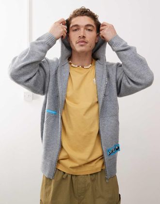 Aape By A Bathing Ape Aape By A Bathing Ape - Sweat à capuche à fermeture éclair avec logo imprimé dans le dos - Gris