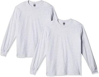 Gildan Ultra Cotton Long Sleeve T-Shirt, Style G2400, Multipack, Gris cendré (Lot de 2), XXL Homme