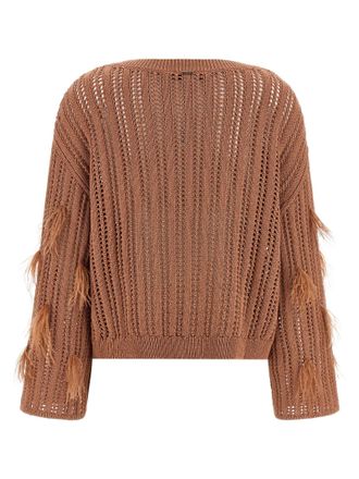 Twin-Set Ostrich Feather Sweater - Camel