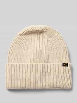 Camel Active Beanie mit breitem Umschlag und Label-Detail