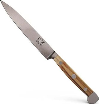 Gude Solingen - Spickmesser geschmiedet, 13 cm, Olivenholz, ALPHA OLIVE, Office Messer, Doppelkropf, Handmade Germany