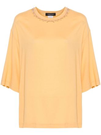 Fabiana Filippi t-shirt Sablé à perles - Orange