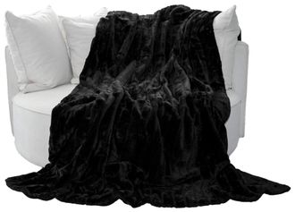 Brandsseller Kuscheldecke Fellimitat 150x200 cm - Flauschige Kunstfelldecke mit Fleece-R&uuml;ckseite, warme Luxus Wohndecke f&uuml;r Sofa & Bett, weich & waschbar - Schwarz
