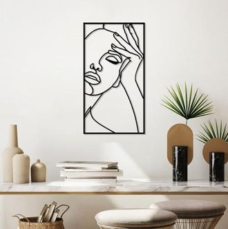 Hanah Home Stylish Black Decorative Metal Wall Accessory, 50 x 27 cm | 100% Metal (1.5 mm) | Easy Wall Mounting | Perfect for Modern Home Decor