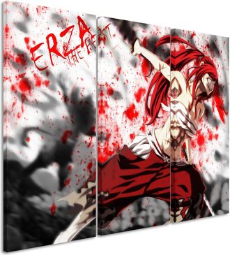 Bilderwelten Leinwandbild 3 teilig Erza_Fairy_Tail_3x90x40cm (Gesamt 120x90cm) _Ausf&uuml;hrung sch&ouml;ner Kunstdruck auf echter Leinwand als Wandbild auf Keilrahmen