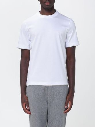 Brunello Cucinelli T-shirt &agrave; col rond en coton avec bordures contrastantes