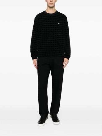 Emporio Armani Logo-Patterned Sweatshirt - Black