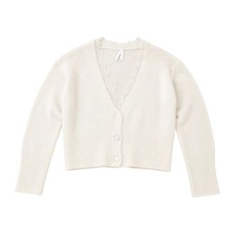 Imperial Strickjacke mit Spitzenbesatz - - Knitwear - Damen - Wei&szlig; - ONE SIZE