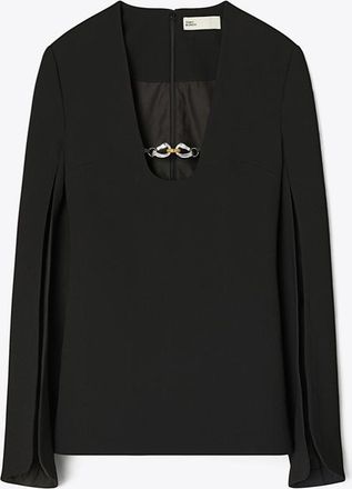 Tory Burch Damen Jessa Tunika aus Cr&ecirc;pe mit U-Ausschnitt