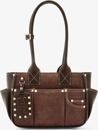 Ganni Kleine Posy-Tasche aus Wildleder in Braun