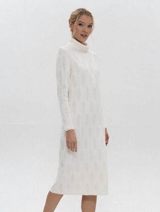 Passioni Midikleid mit Struktur Muster mit Rollkragen