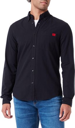 HUGO BOSS Herren Evito Slim-Fit Button-Down-Hemd aus gewaschener Oxford-Baumwolle Schwarz004 XXL