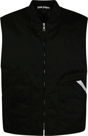 Palm Angels Homme, Vestes, Noir, Taille: M Gilet Logo Tasca