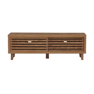 Calicosy TV-M&ouml;bel mit 2 Schiebet&uuml;ren mit durchbrochenen Lamellen - Holzdekor - Kabeldurchf&uuml;hrung hinten - Kollektion Liam - Wohnzimmer - L 140 x T 35 x H 45 cm