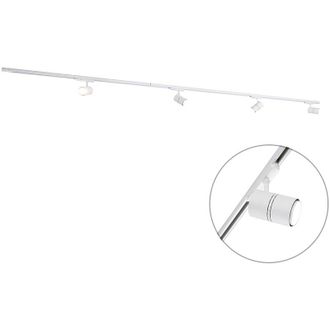 QAZQA Modernes 3-Phasen-Schienensystem mit 4 Strahlern wei&szlig; - 3-Phasen Ruler