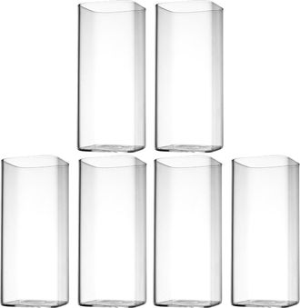 TOPBATHY Glasbecher Set 6 St&uuml;ck 400Ml Quadratisch Vielseitig F&uuml;r Kaffee Milch Longdrinks Mikrowellengeeignet Stilvolles Haushalts- Und Partygeschirr