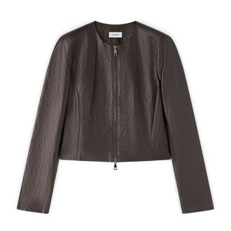 Motivi Veste sans col avec zip - Femme - Vestes - Brun - Taille: 34 FR