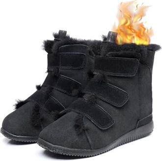 Generic Chaussures Chaudes pour diabétiques de Femme, Bottes Réglables pour Pieds Larges Et Gonflés, Pantoufles Montantes avec Doublure en Peluche Black 37