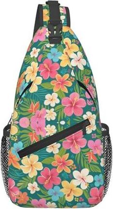 Generic R&eacute;glable Sacoche Tactique Fleurs hawa&iuml;ennes color&eacute;es Art floral Sacs &agrave; Bandouli&egrave;re Polyester Crossbody Bag pour Voyage Cyclisme Camping