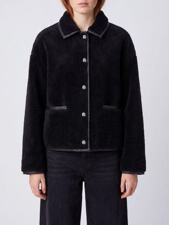 Anine Bing Veste courte &agrave; simple boutonnage en polaire de laine m&eacute;lang&eacute;e avec &eacute;paules tombantes