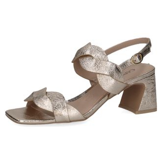 Caprice Damen Sandalen mit Absatz aus Leder Festlich, Gold (Lt.Gold Metal.), 37 EU