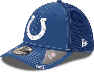New Era Fu&szlig;ballkappe f&uuml;r Erwachsene, NFL 39Thirty Team-Farbe, Neo-Prim&auml;r-Logo, Stretch-Passform, Flex-Fu&szlig;ballkappe, Unisex, Indianapolis Colts, S-M