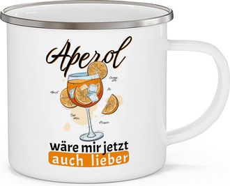 OM3 lustige Emaille-Tasse mit Spruch - Aperol wäre mir jetzt auch lieber - Statement | Emailletasse Emaille Becher | 10oz 300ml | Beidseitig Bedruckt | We