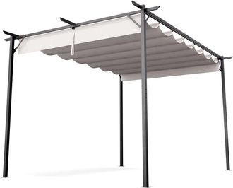 Blumfeldt Blumfeldt Pantheon Robust Pergola 3x4 m : solide pavillon de jardin avec structure en acier thermolaqu&eacute; et toit en polyester r&eacute;sistant aux