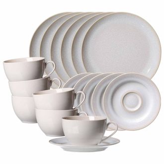 Ritzenhoff & Breker Laredo Kaffeeservice 18-teilig, Kaffeetassen (220 ml) mit Untertassen und Dessertteller (20,5 cm) f&uuml;r 6 Personen, Skandinavisches Design mit Reaktivgl