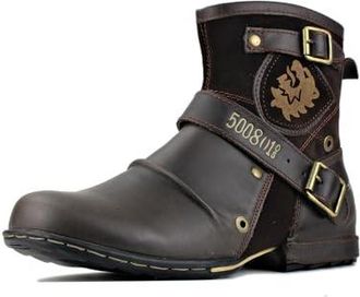 Generic Hommes Bottes Bottes pour Homme Casual Bottes Moto Combat Cheville Robe Bottes Homme avec Style Cowboy,café,39 EU