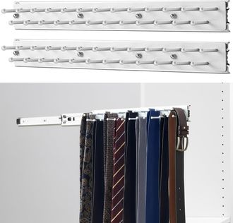 Blulu Krawattenhalter f&uuml;r Schrank, ausziehbar, 35,6 cm, seitliche Halterung, ausziehbare Krawatteng&uuml;rtel, Organisation, Aufbewahrungshalter, sanft schlie&szlig;en