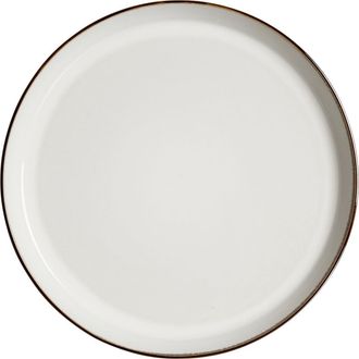 Ritzenhoff & Breker Visby Speiseteller, 26 cm, Runder Essteller mit braunem Rand, Skandinavisches Design, Steingut, Weiß