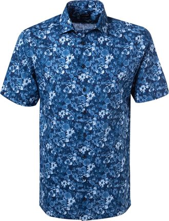 Olymp Herren Kurzarmhemd blau geblümt