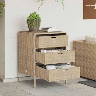 vidaXL Armoire de rangement de jardin beige 55x59x80 cm r&eacute;sine tress&eacute;e