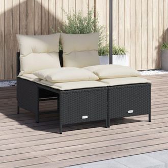 vidaXL Salon de jardin 4 pcs avec coussins noir r&eacute;sine tress&eacute;e - Vidaxl