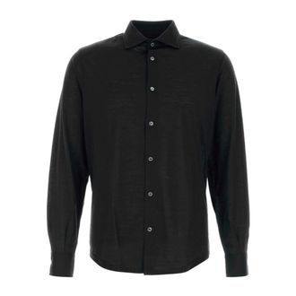 Fedeli Wool Shirt - - Shirts - Herren - Schwarzk - 2XL