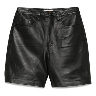 Michael Kors Schwarze Leder Boyfriend Shorts - - Shorts - Damen - Schwarzk - S