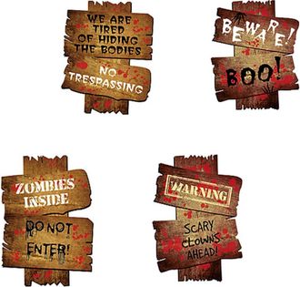 Yardwe 4 Stück Teiliges Halloween Gartenornament Leichte Praktische Outdoor Deko mit Gruseligen Wegweisern für für Partys und Halloween Festtagsdeko