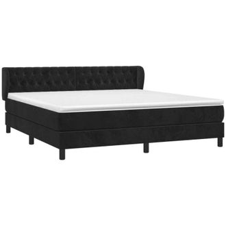 vidaXL Boxspringbett mit Matratze Schwarz 160x200 cm Samt Vidaxl