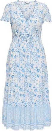 Only Onlmarianne Life S/S Midi Dress WVN Robe de Tous Les Jours avec col en V et Manches Courtes, Cloud Dancer, M Femmes