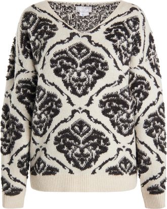 Usha Strickpullover Damen Creme Mehrfarbig