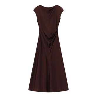 Imperial Satin Draped Dress - - Dresses - Damen - Braun - L